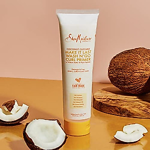 SheaMoisture Coconut Custard Curl Defining Cream - Make It Last Wash N' Go Primer, Enhancer & Detangler for Wavy & Curly Hair, Organic Shea Butter, 10.3 Oz