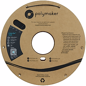 Polymaker ASA Filament 1.75mm Jet Black ASA, 1kg Heat Resistant Weather Resistant ASA 1.75 Cardboard Spool - PolyLite ASA 3D Printer Filament Jet Black, Perfect for Printing Outdoor Functional Parts