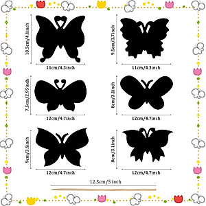 Landhoow Butterfly Scratch Cards for Kids Scratch Crafts Art Card Rainbow Summer Scratch Card Butterfly Party Favors for DIY Crafts Home Decoration Project, 6 Styles (24 Pcs)