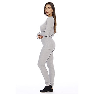 Just Love 2-Piece Women's Thermal Underwear Set Waffle Knit Base Layer Thermals, Grey, XX-Large