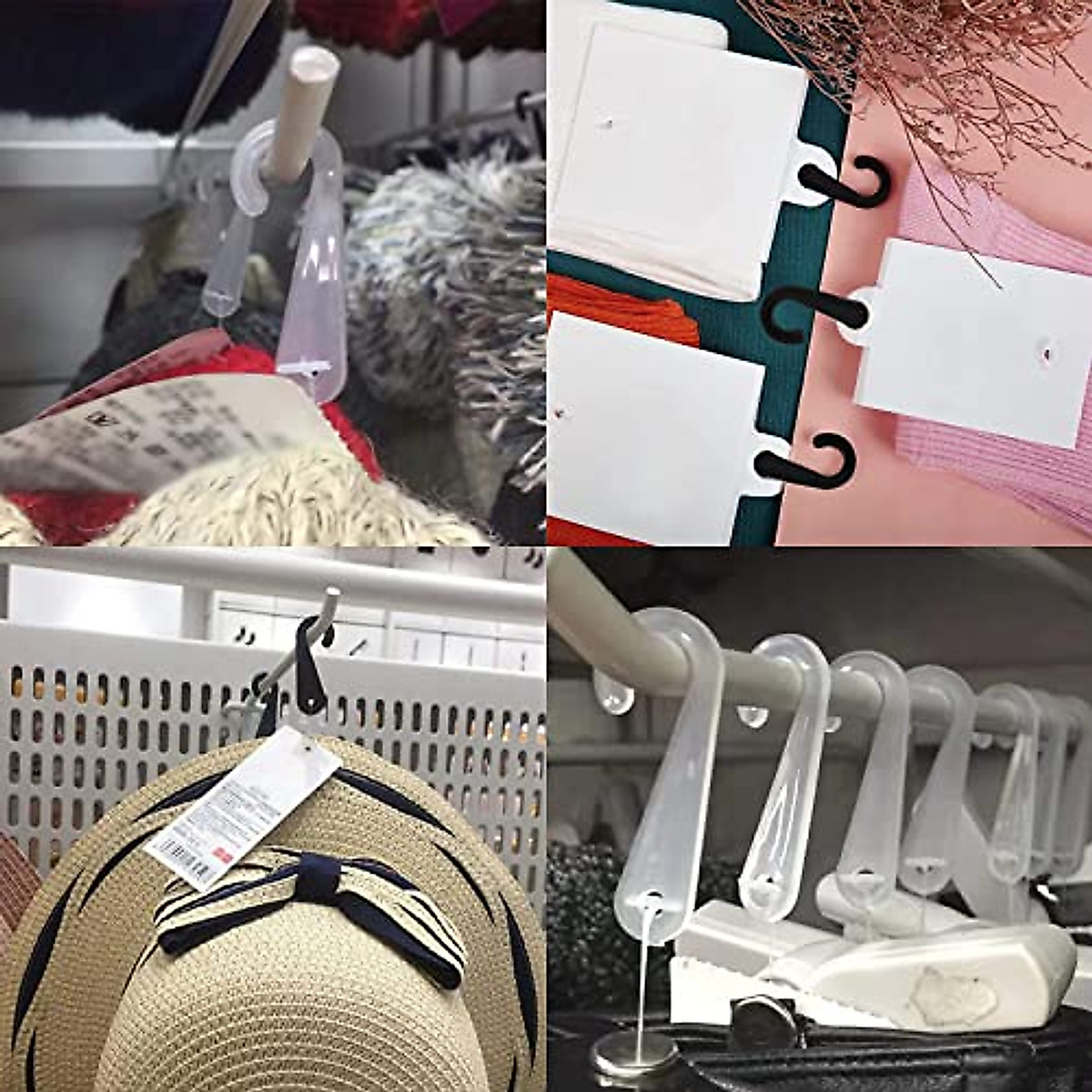 500Pcs 1 3/4 Inch Sock Display Hooks for Socks and Hat, Plastic J Hooks for Socks Retail Display Hanger(Clear)