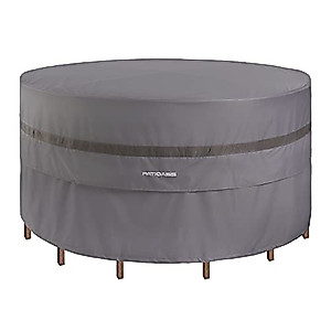 PATIOASIS Waterproof Patio 4-6 Piece Chairs and Round Table Cover 76'' Dia All Weather Proof 600D Oxford Gray Outdoor Furniture Cover for Round Table