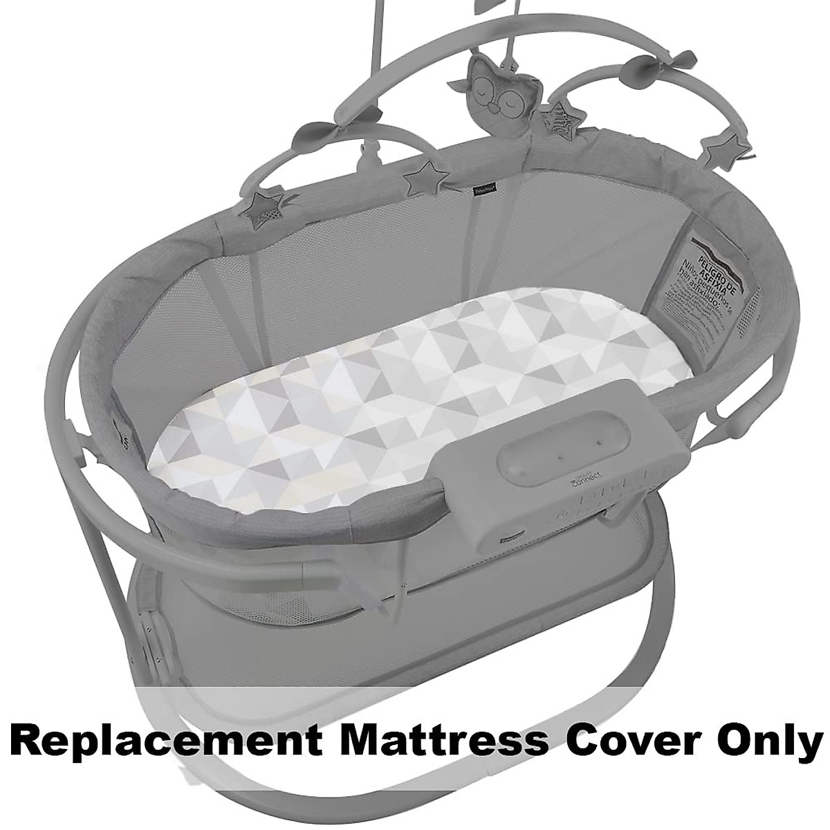 F-Price Replacement Sheet for Fisher-Price Soothing Motions Bassinet - DPV60 ~ Mattress Cover Replacement, White, Grey (DPV70)