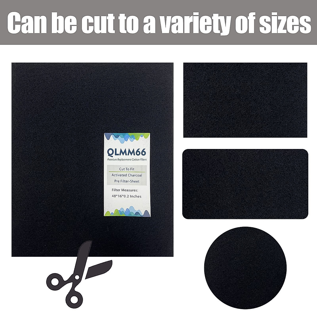 QLMM66 Carbon Fabric Filter 16" x 48" x 0.2" (1 Pack) Replacement Activated Charcoal Hepa AC Vent Filter Carbon Air Pre Filter Fabric Sheet Carbon Pad