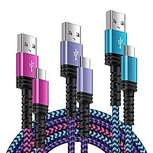 Samsung Type C Charger Cable 3 Pack-10ft 6ft 3ft for Samsung Galaxy A15 5G,A14,S24 Ultra,A23,A54,A13,A53,A24,S23,A03s,S22,S21FE,Z Flip5/Fold5;Pixel 8 7 Pro,6a,3A Fast Charging Android Phone Power Cord