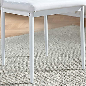 IDS Online Modern Faux Leather with Metal Legs High Back Padded Seat Chair for Kitchen, Dining Living Room, Restaurant, Set of 6, White