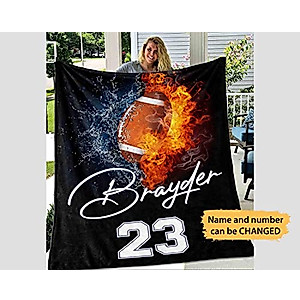 Personalized Football Blanket, Football Lover Blanket, Football Lover Gifts, 2021 Blanket, Sport Blanket, Sport Lover Gifts For Son Men Kid Cozy Plush Fleece Blanket size 50x60 inchGifts for Women, Me