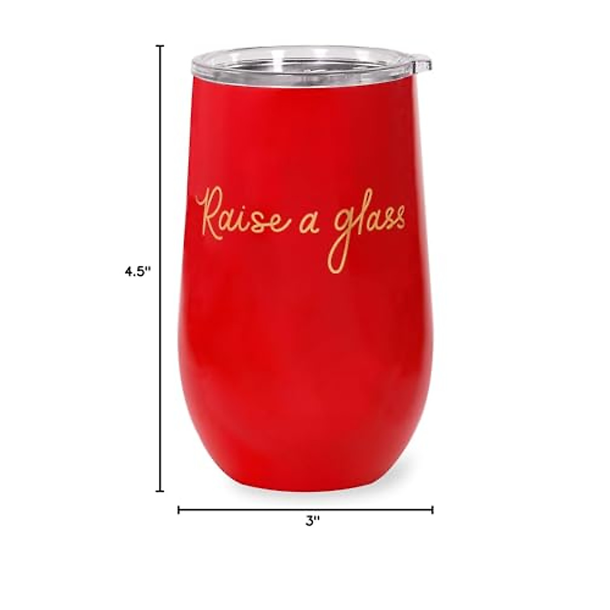 kate spade new york Insulated Stainless Steel Wine Tumbler, 16 Ounce Double Wall Tumbler, Red Stemless Travel Cup with Lid, Raise a Glass