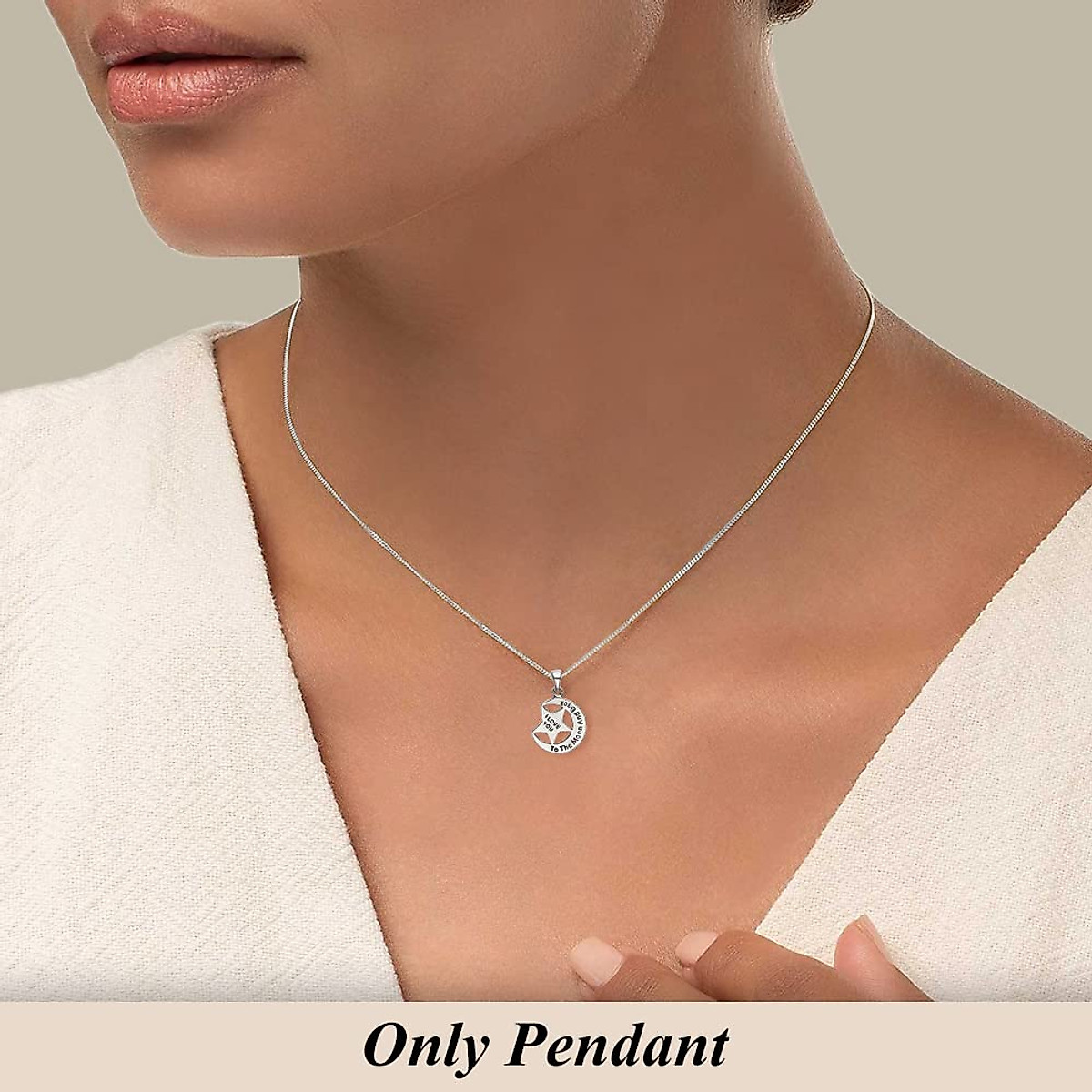 Auriga Fine Jewelry Sterling Silver I LOVE YOU TO THE MOON Antiqued Star and Moon Pendant Gift for Women
