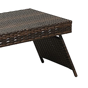 AC Pacific Portable Folding Wicker Table for Eating, Outdoor Deck Furniture with Weather-Resistant Rattan, Rectangle Foldable Patio Coffee Stand, Easy to Clean, 23 Inch Wide, Brown