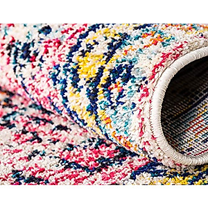 Unique Loom Monterey Collection Vintage Bohemian Inspired with Distressed Tribal Design Area Rug (5' 0 x 8' 0 Rectangular, Pink/ Yellow)