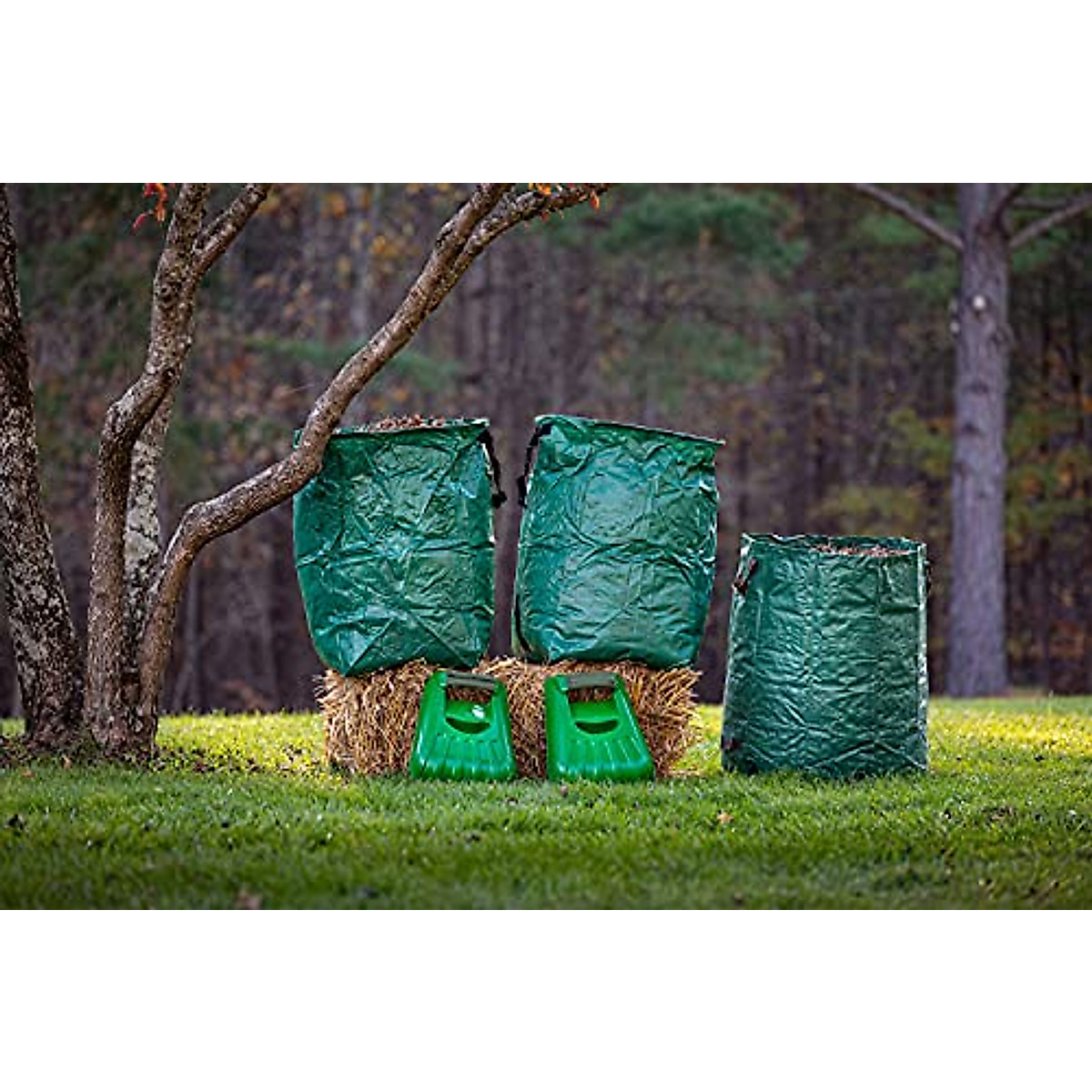 Gardzen Large Leaf Scoop Hand Rakes, Debris and Yard Waste Removal, Comes with 72 Gallon Garden Bag, Work Gloves, Protective Pads