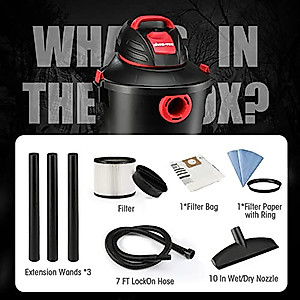 Shop-Vac 6 Gallon 3.0 Peak HP Wet Dry Vacuum, Heavy-Duty Shop Vacuum with Attachments, 5920611