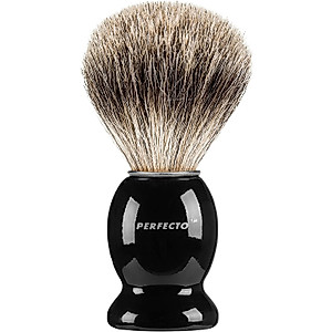 Perfecto 100% Pure Badger Shaving Brush-Black Handle- Engineered for The Best Shave of Your Life. for, Safety Razor, Double Edge Razor, Straight Razor or Shaving Razor, Its The Best Badger Brush.