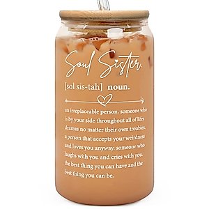 Sisters Gifts from Sister - Gifts for Sister, Big Sister - Sister Birthday Gifts from Sister - Friendship Gifts for Women Friends, Gifts for Friends Female, Bestie Gifts for Women - 16 Oz Can Glass