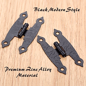 Black H Cabinet Hinges, Yetaha 10PCS Antique Decorative Metal Hinge for Doors Windows Kitchen Furniture Cupboard Wardrobe Wooden Boxes, with Mounting Screws (2.56 Inch x 1.29 Inch)