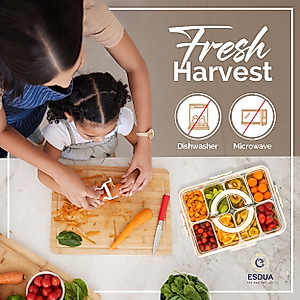 ESDUA Snackle Box Container, Divided Serving Tray with Lid and Handle Snack Box, Travel Charcuterie Board with Lid Candy Organizer, Snack Organizer Veggie Tray&Fruit Tray (1 Pcs - 8 Compartments)