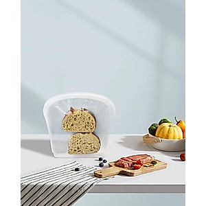 DGitaor Reusable Silicone Storage Bags, 4Pack Silicone Snack Sandwich Half Gallon Bags, Endurables Silicone Ziplock Bags for Food Storage, Freezer, Microwave, Oven, Dishwasher Safe, Heavy Duty