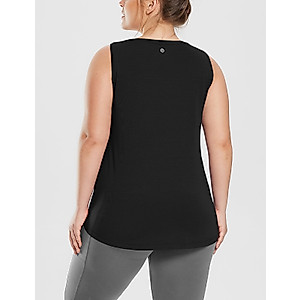 BALEAF Women's Plus Size Workout Tank Tops Loose Fit Sleeveless Athetic Running Exercise Shirts Black XXL
