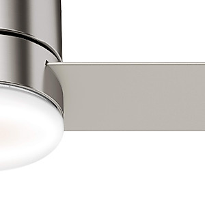 Hunter Fan 44 inch Low Profile Brushed Nickel Indoor Ceiling Fan with Light Kit and Remote Control for Bedroom, Living Room, Kitchen, Office (Renewed)