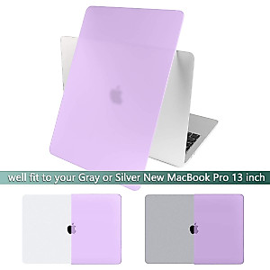 Batianda Hard Case for 2022 MacBook Pro 13-inch M2 M1 Chip A2338 A2289/A2251 2020 Rubberized Hard Shell Case Cover+Keyboard Cover + Screen Protector for New Mac Pro 13 Inch Touch Bar, Matte Purple