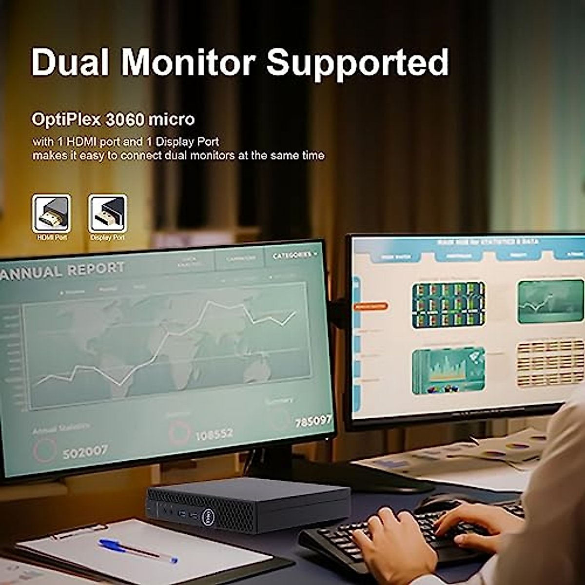 Dell OptiPlex 3060 Mini PC Windows 11 Desktop Computers with 24 Inch Full HD Monitor, Intel Hexa-Core i5-8500T,32GB DDR4 1TB M.2 NVMe SSD,AX210 Built-in WiFi 6e,HDMI Wireless Keyboard Mouse(Renewed)