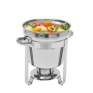 7L/7.4Qt Commercial Soup Kettle Warmer, Stainless Steel with Dish Buffet Server Food Warmer Chafing with Lid for Soup (Silver)