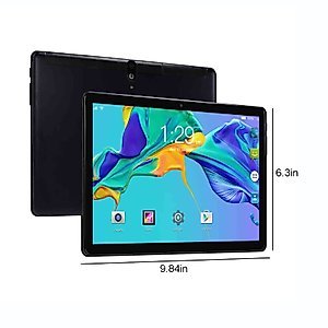 ufehgfjh Upgraded 2+16g 10.1 Inch Android 10.0 System Tablet Pc HD Screen WiFi Bluetooth Voice Call Game Video Learning Tablet Dual Sim Dual Standby Full Netcom 4000mah Battery (Black)