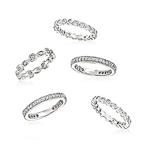 Ross-Simons 2.50 ct. t.w. CZ Jewelry Set: 5 Eternity Bands in Sterling Silver. Size 8
