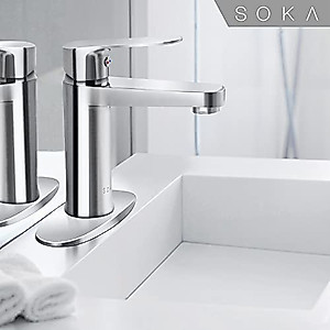 SOKA Bathroom Sink Faucet, Straight Head, Brushed Nickel