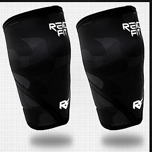 React FIT 7mm SBR Neoprene Knee Sleeves (1 Pair) Support & Compression for Weightlifting, Powerlifting, CrossFit, Training, WOD, GYM, Workout, Sports, Squats, Injury Protection (Medium, Punisher)