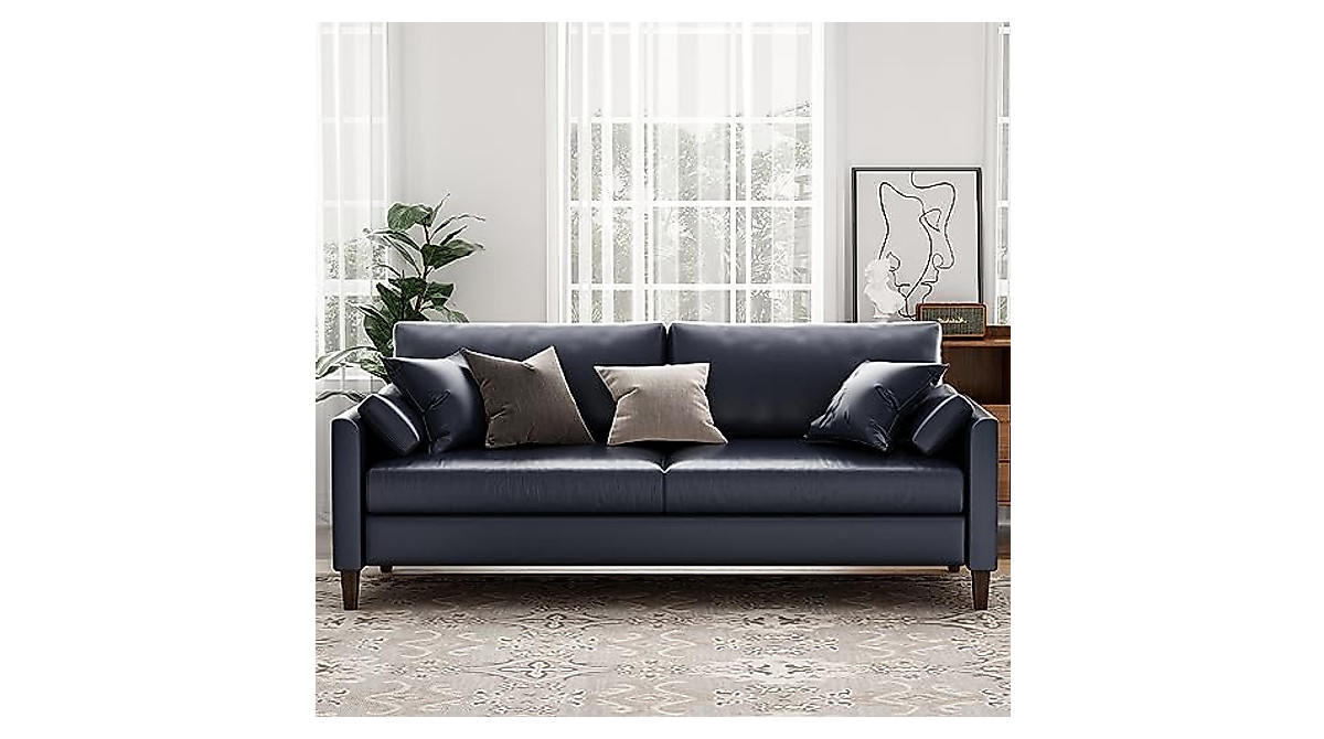 STARY 78" Faux Leather Couch - Comfy Living Room Sofa