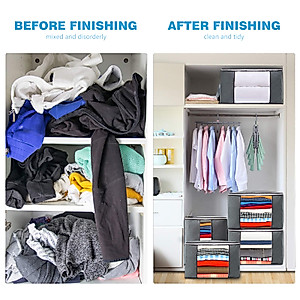 SGHUO 4 Pack Blanket Storage Bags with Zipper, Foldable Comforter Bag, Large Organizers for Blankets, Pillow, Quilts, Linen, Containers Thick Fabric, Sturdy Grey, 90L