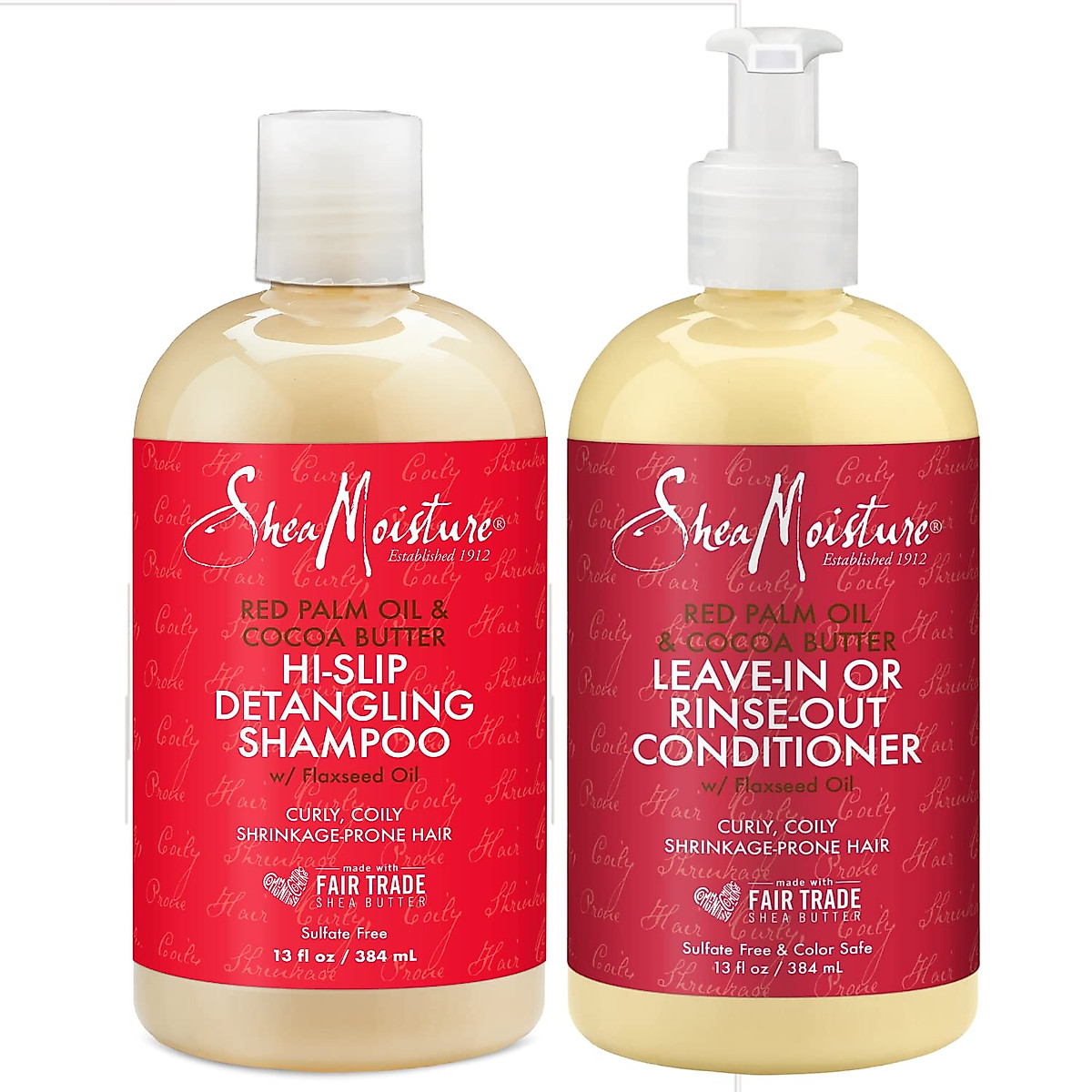 Shea Moisture Curly Hair Shampoo and Conditioner Set for Women with Red Palm Oil & Cocoa Butter - Sulfate-free Hair Care, 13 Oz (2 Piece)