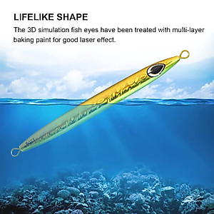 Fishing Lures Fishing Tackle 3D Eyes Bass Crankbait Tackle Wobbler Fast Sinking Iron Plate Fishing Lures Hard Bait Fishing Lures for Freshwater(Gold)