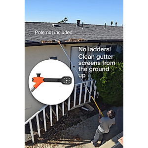 MCCAULEY GUTTER CLEANER PRO, gutter cleaning from The ground, PLUS clean from roof and ladder, and clean off gutter guards from The ground.