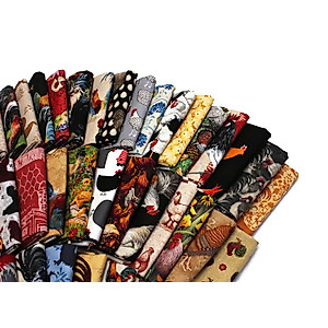 10 Assorted Fat Quarters - Chickens Roosters Hens Chicks Hen Fowl Birds Farm Farming Poultry Quality Cotton Fat Quarter Bundle