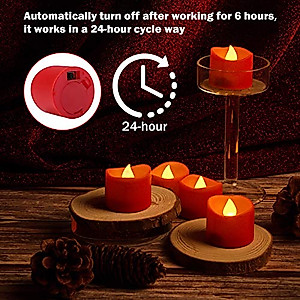 IMAGE Valentine's Day Tea Lights, 12Pack Tealight Candles with Timer and Red Shell, Battery Operated Flameless Tea Lights with 100pcs Decorative Fake Rose Petals for Tealight Votive Holders & Lantern