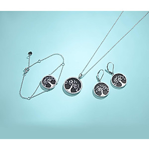 AGVANA Sterling Silver Tree of Life Necklace for Women Genuine Black Onyx CZ Dainty Family Tree Pendant Anniversary Jewelry Birthday Gifts for Women Mom Grandma Wife Daughter