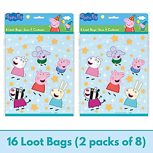 Unique Peppa Pig Party Favor Bags Pack - 16 Peppa Pig Goodie Bags, Checklist - Peppa Pig Party Decorations, Birthday Party Supplies, Officially Licensed