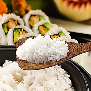 PAMISO 2 PCS Rice Paddle, Natural Wood Rice Spoon Paddle Kitchen Spatula Potato Server, 8 Inch