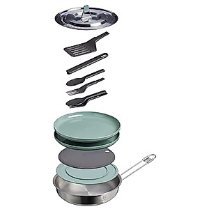 Stanley Wildfare Core 12-Piece Stainless Steel Fry Pan Cookset | 1 qt Travel Pan with Fold & Lock Handle | Camping Essentials for Your Camp Kitchen