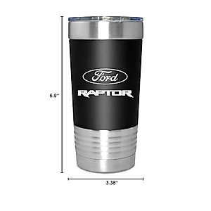 iPick Image for Ford F150 Raptor 20 oz Dual-Wall Insulated Stainless Steel with Black Silicone Sleeve Travel Tumbler