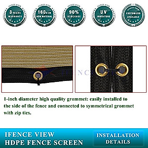 Ifenceview 6'x3' to 6'x50' Beige Shade Cloth/Fence Privacy Screen Fabric Mesh Net for Construction Site, Yard, Driveway, Garden, Railing, Canopy, Awning 160 GSM UV Protection (6' x 10')