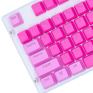 PBT Doubleshot Full 104 Keycap Set, Backlit Fonts, for Mechanical Keyboards, OEM Profile, ANSI Standard (US) Layout - Reverse Bubblegum