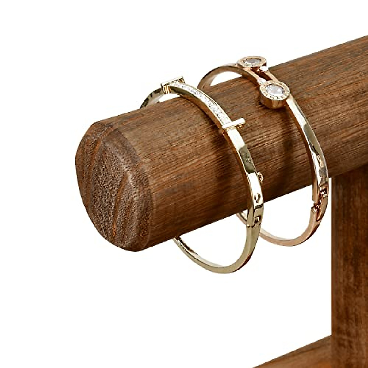 MOOCA 2 Pcs Wooden Jewelry Display Stand, Bracelet Watch Holder Display for Store, 7.9 W x 2.9 D x 5.5 H in, Brown Color