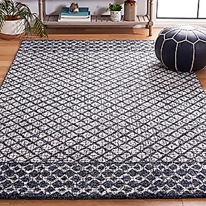 Safavieh Abstract Collection 3' x 5' Ivory/Navy ABT203N Handmade Wool Area Rug
