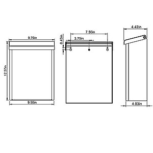 Gibraltar Mailboxes Designer Locking Medium Capacity Galvanized Steel White, Wall-Mount Mailbox, DVKW0000, 9.7 x 4.4 x 12.6 inches