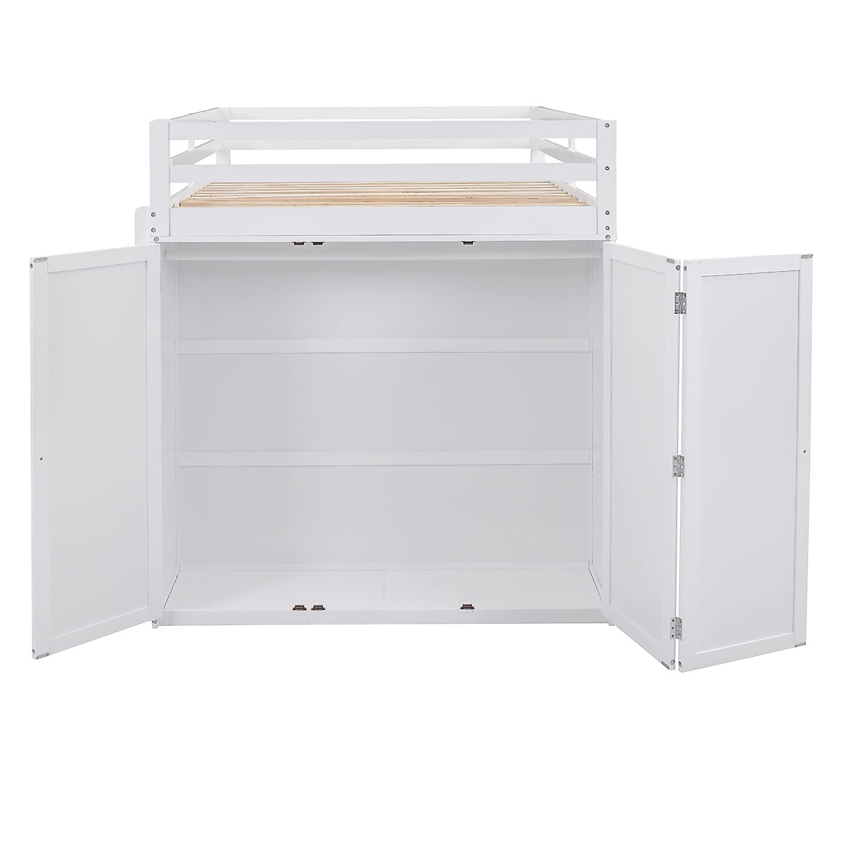 Harper & Bright Designs Full Size Loft Bed with Desk and Wardrobe, Solid Wood Loft Bed Frame with Storage Drawers, for Kids Teens Adults (Full, White)