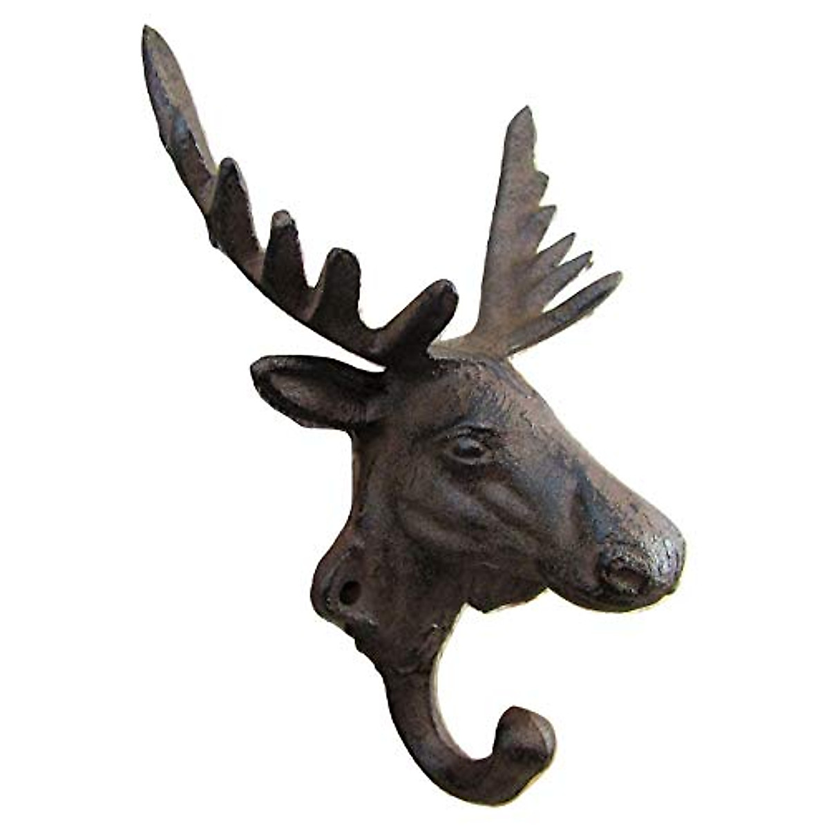 Coat Hat Hooks, 6.5" Cast Iron Moose Head Vintage Antique Style Hangers Set of 4